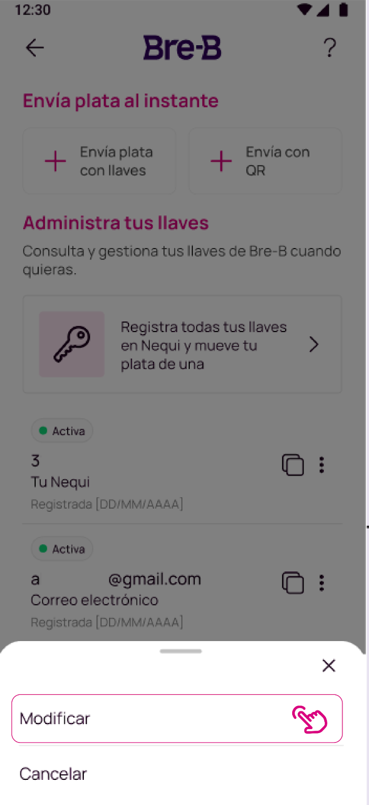 ¿Cómo modificar las llaves de Bre-B registradas en Nequi? – Centro de ayuda